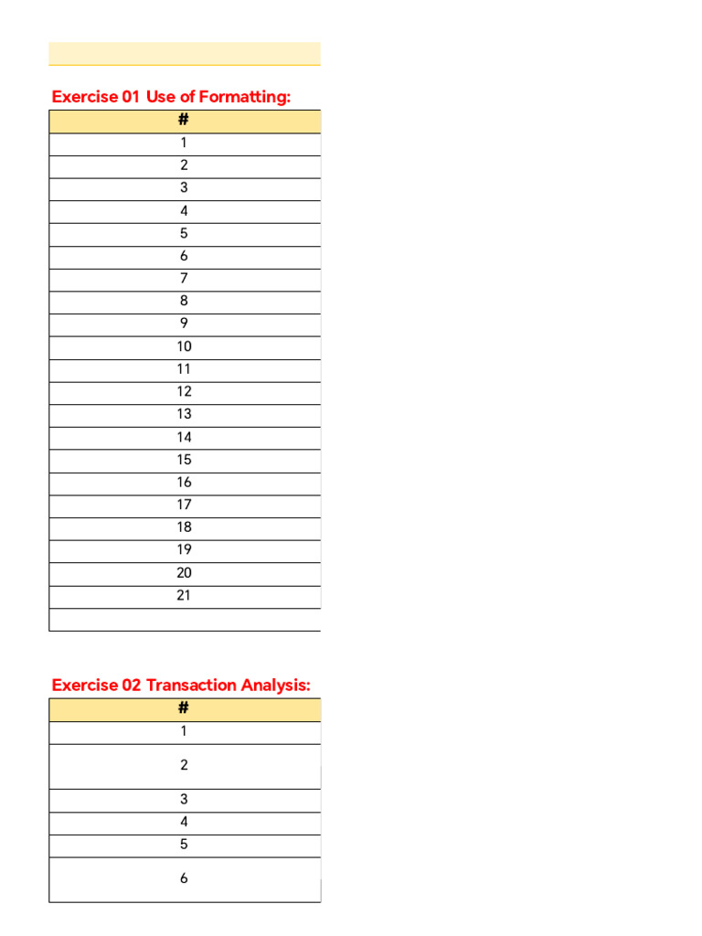 Excel Accounting Exercises and Solutions | PDF | Debits And Credits ...