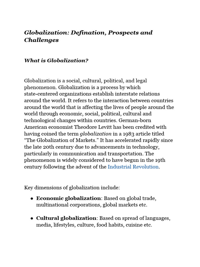 Globalization Assignment | PDF | Globalization | Economic Growth