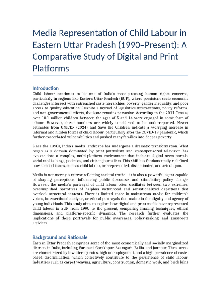Full Media Representation Child Labour EUP | PDF | Framing (Social ...