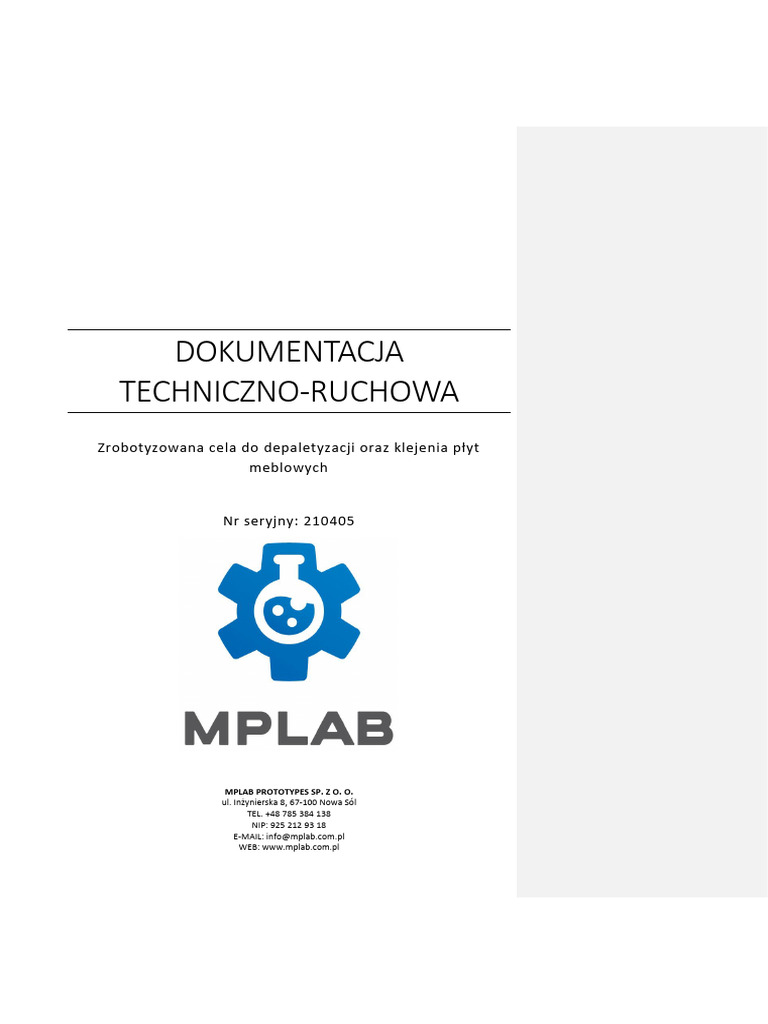 DTR 210405 Zrobotyzowana Cela Do Klejenia Płyt Meblowych | PDF