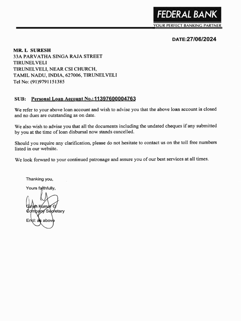 Federal Bank Noc | PDF