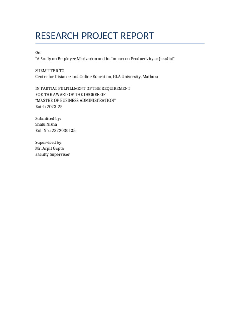 Expanded Employee Motivation Project Part1 | PDF