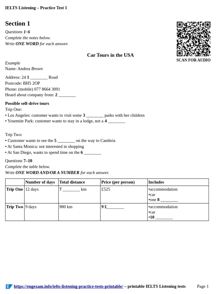 IELTS Listening Practice Test 1 | PDF