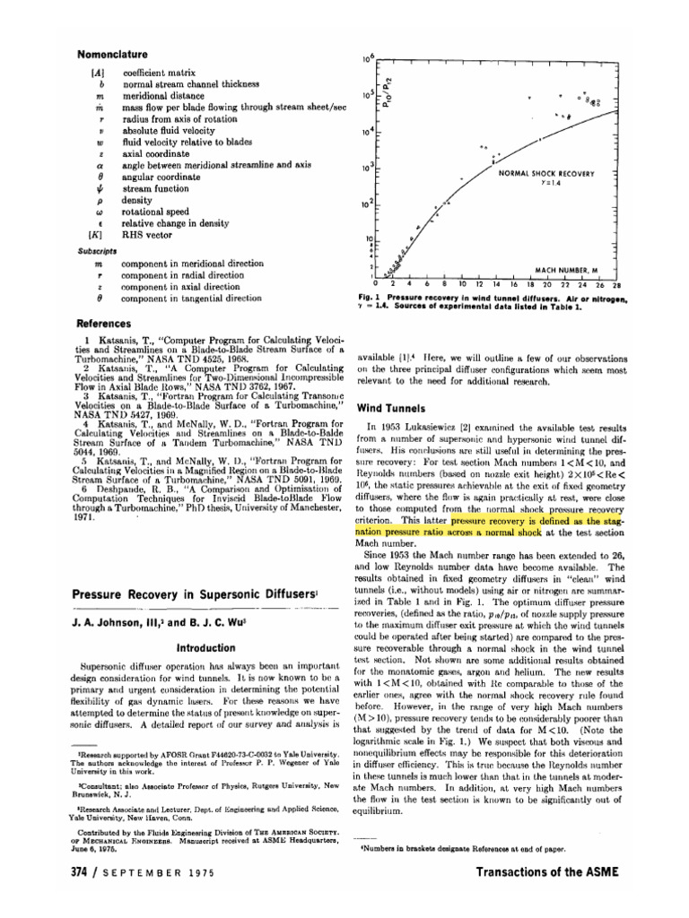 Supersonic Diffuser Pressure Recovery Analysis | PDF | Rotation | Velocity