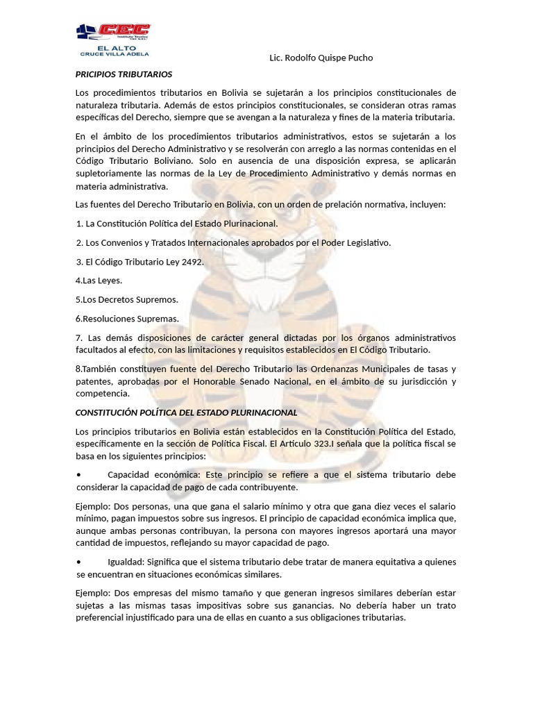 Pricipios Tributarios - Tema N.2 | PDF | Impuestos | Justicia