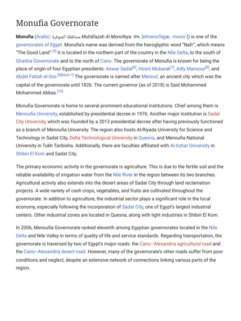 Overview of Menoufia Governorate | PDF | River Delta | Egypt