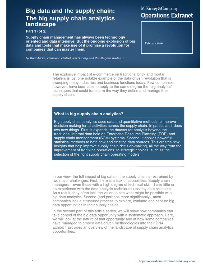 Big Data and The Supply Chain McKinsey Part 1 | PDF | Warehouse | Analytics