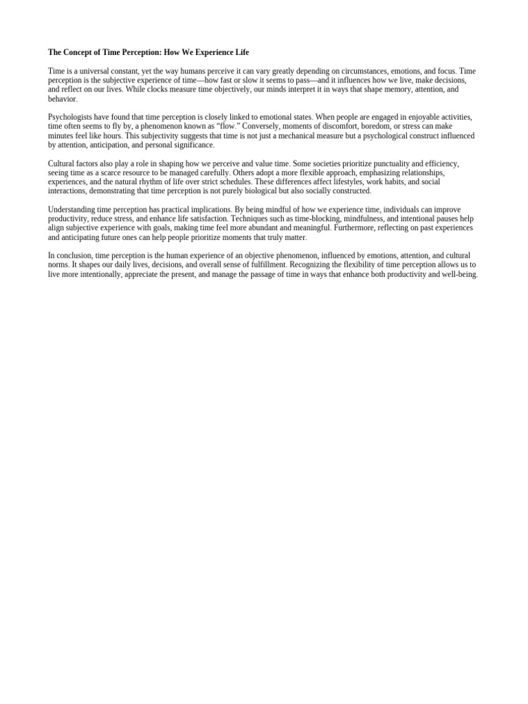 The Concept of Time Perception - 3 | PDF