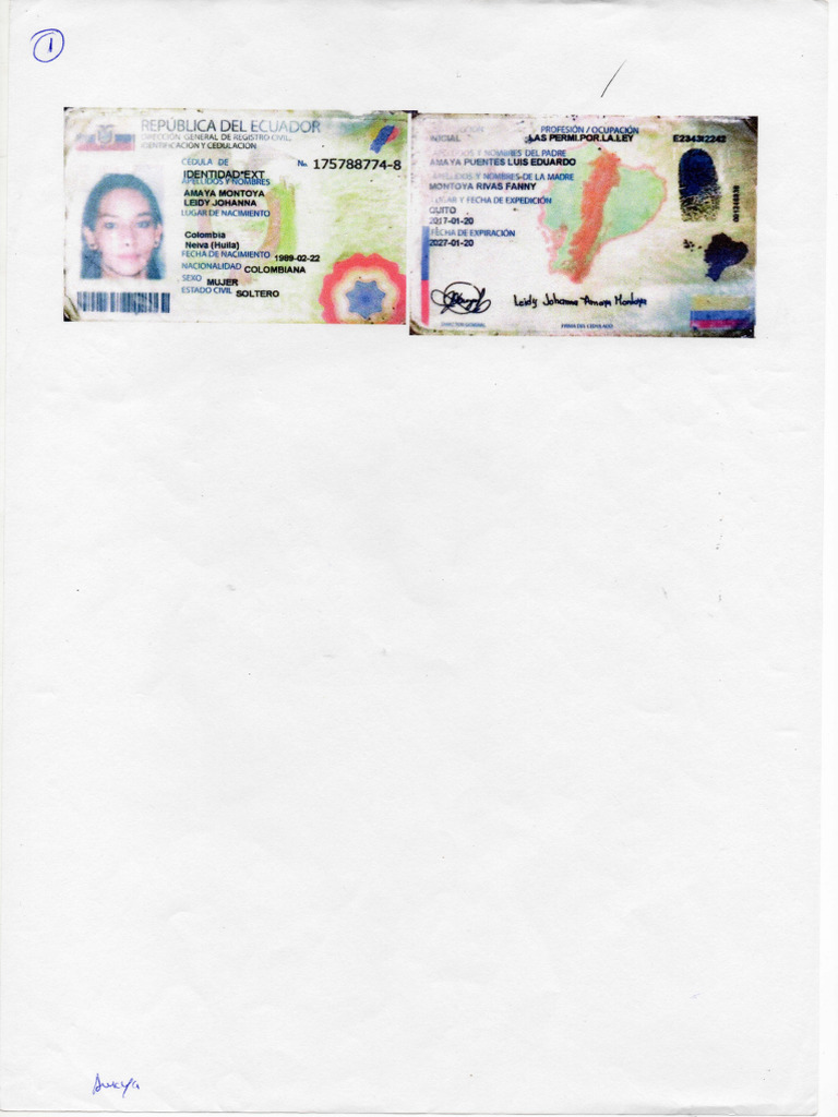Cédulas de Identidad en Ecuador | PDF