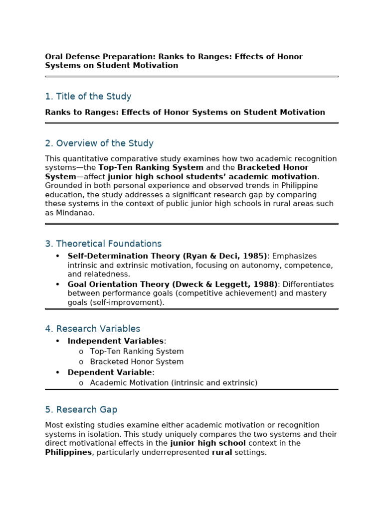 Oral Defense Preparation | PDF | Motivation | Motivational