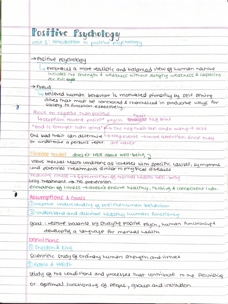 Positive Psychology Unit 1 | PDF