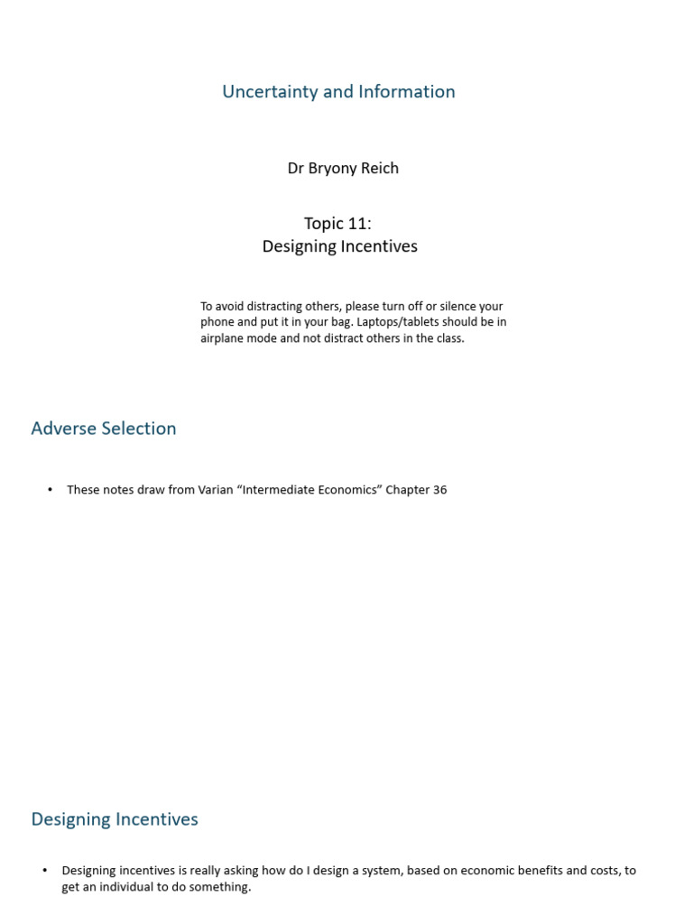 Topic 11 Designing Incentives | PDF | Incentive | Economies