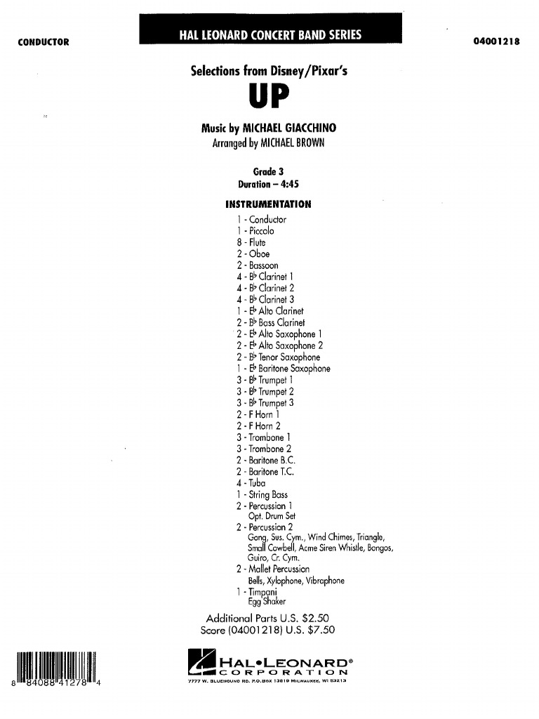 Selections From Disney Pixars Up - Arr Michael Brown | PDF