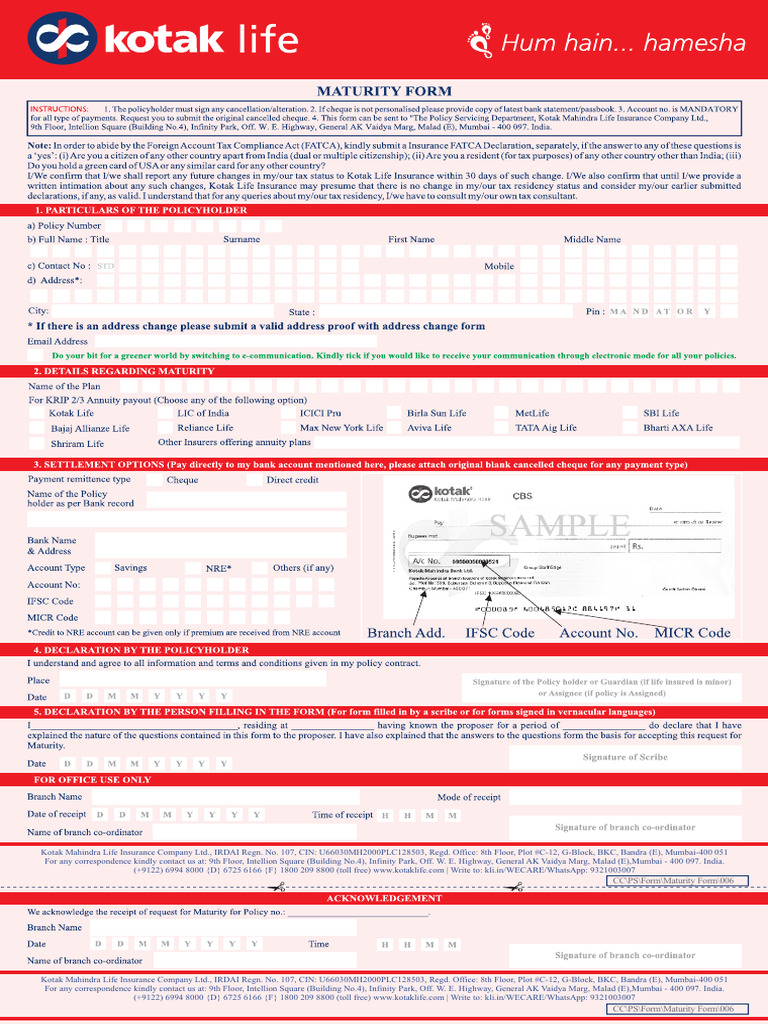 Maturity Form DEC 191-2 231012 152437 | PDF