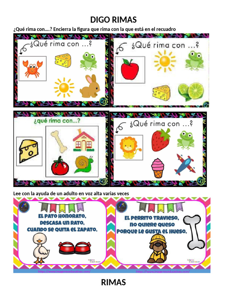 Fichas de Rimas | PDF