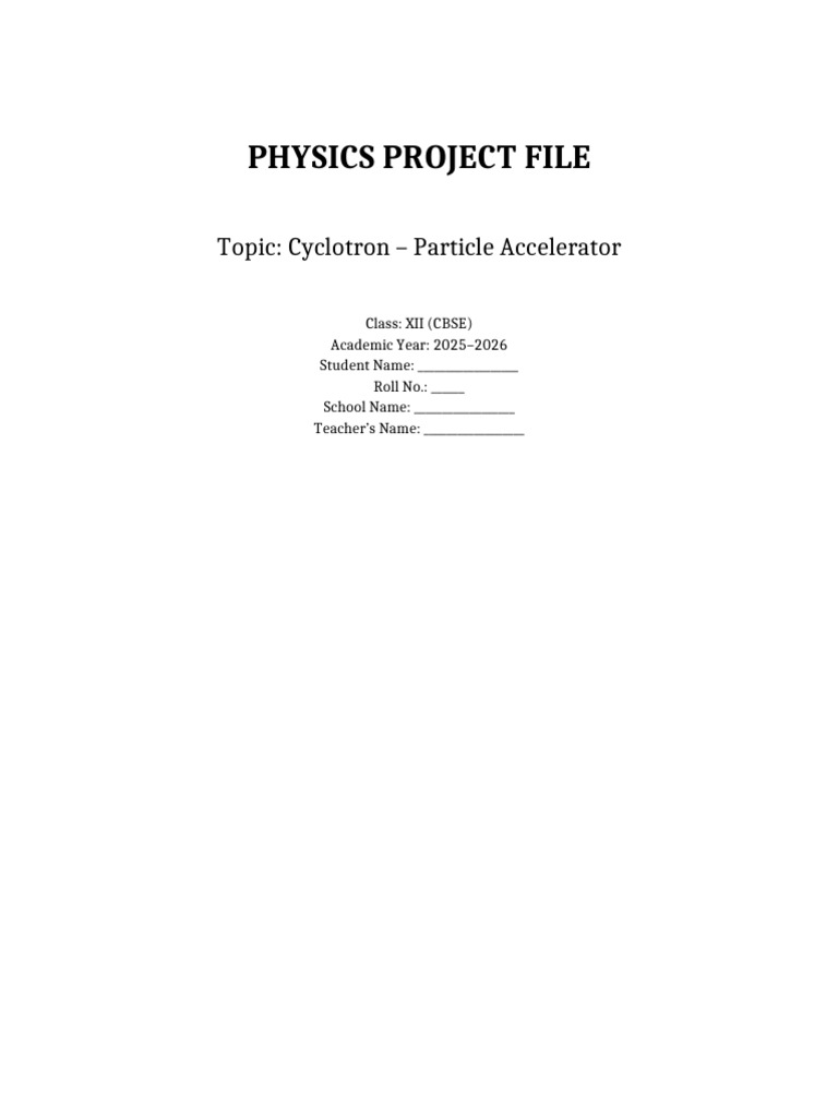 Cyclotron Project File | PDF | Particle Accelerator | Physical Sciences
