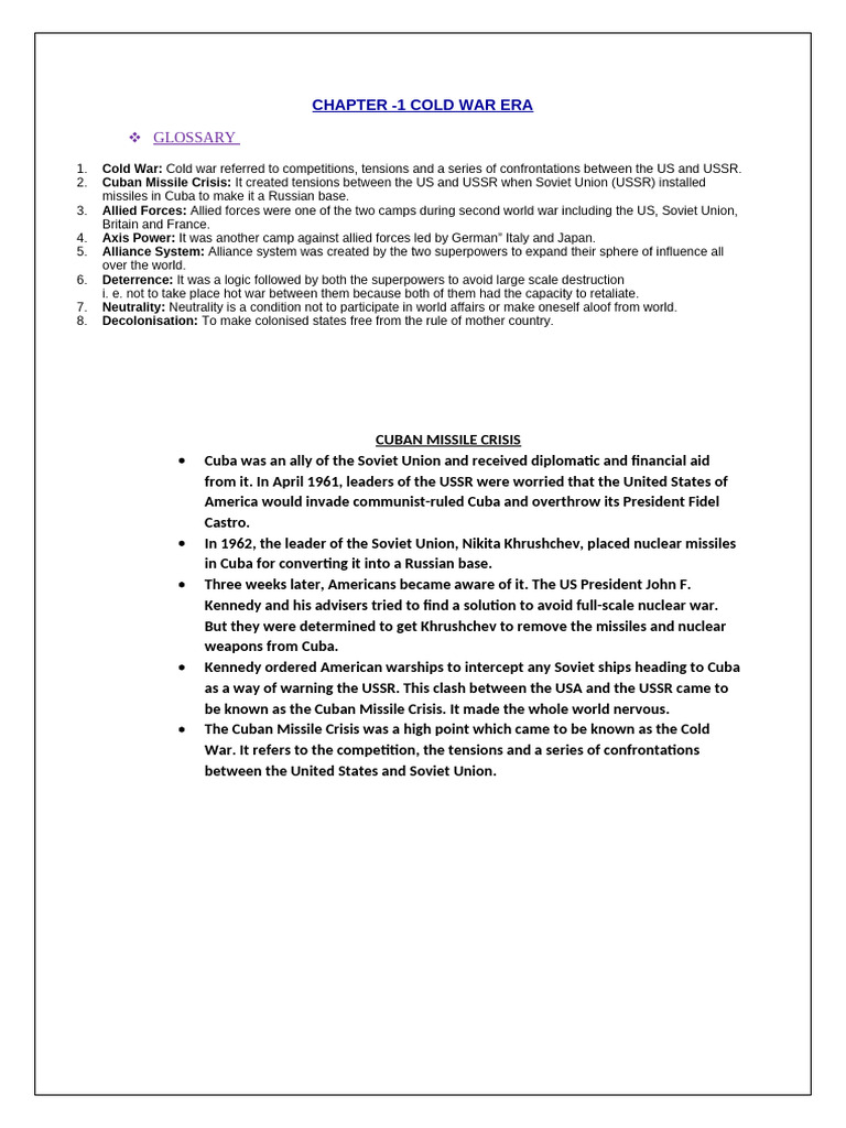 COLD WAR EXPLANATION | PDF | Cold War | Non Aligned Movement