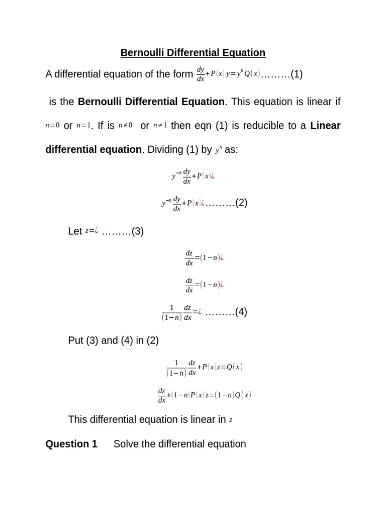 Bernoulli Eqn | PDF | Equations | Elementary Mathematics