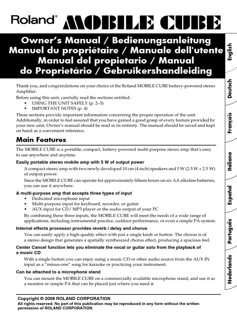 Roland MOBILE CUBE Owner's Manual | PDF | Electrical Engineering ...