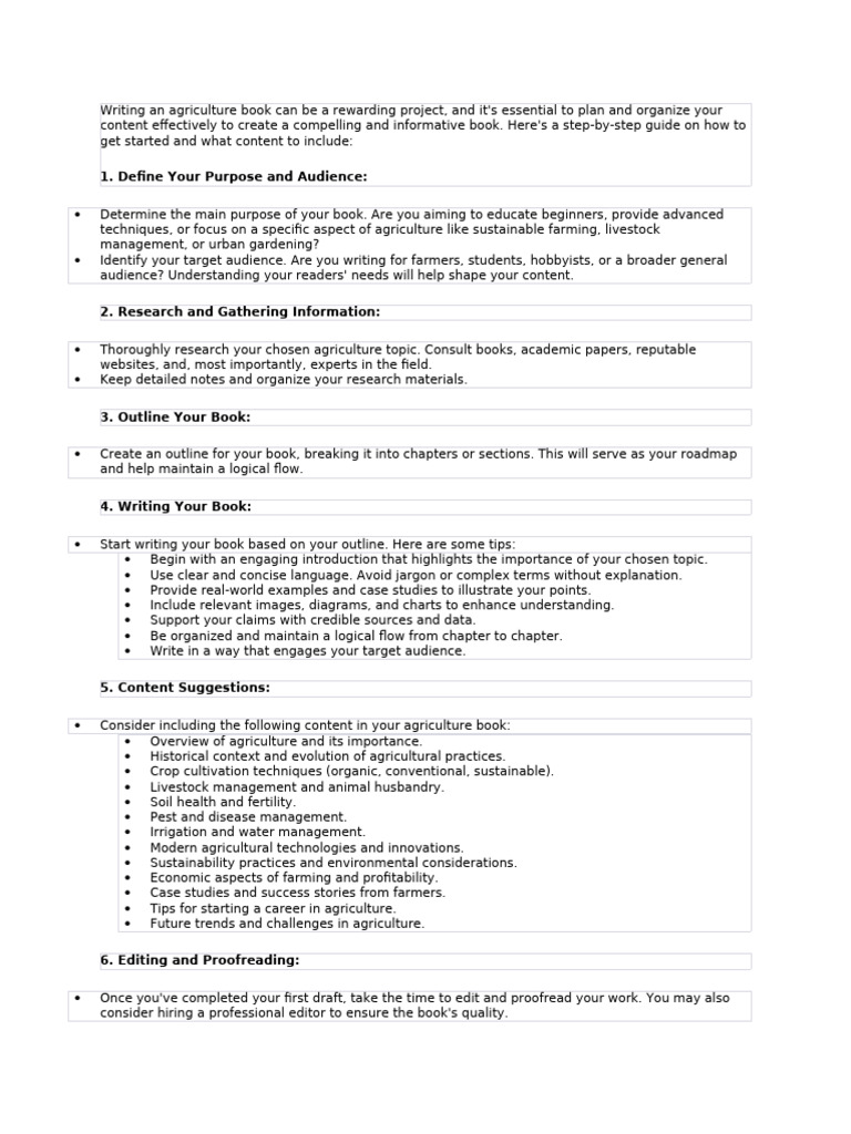 Guide to Writing an Agriculture Book | PDF | Agriculture | Agricultural ...