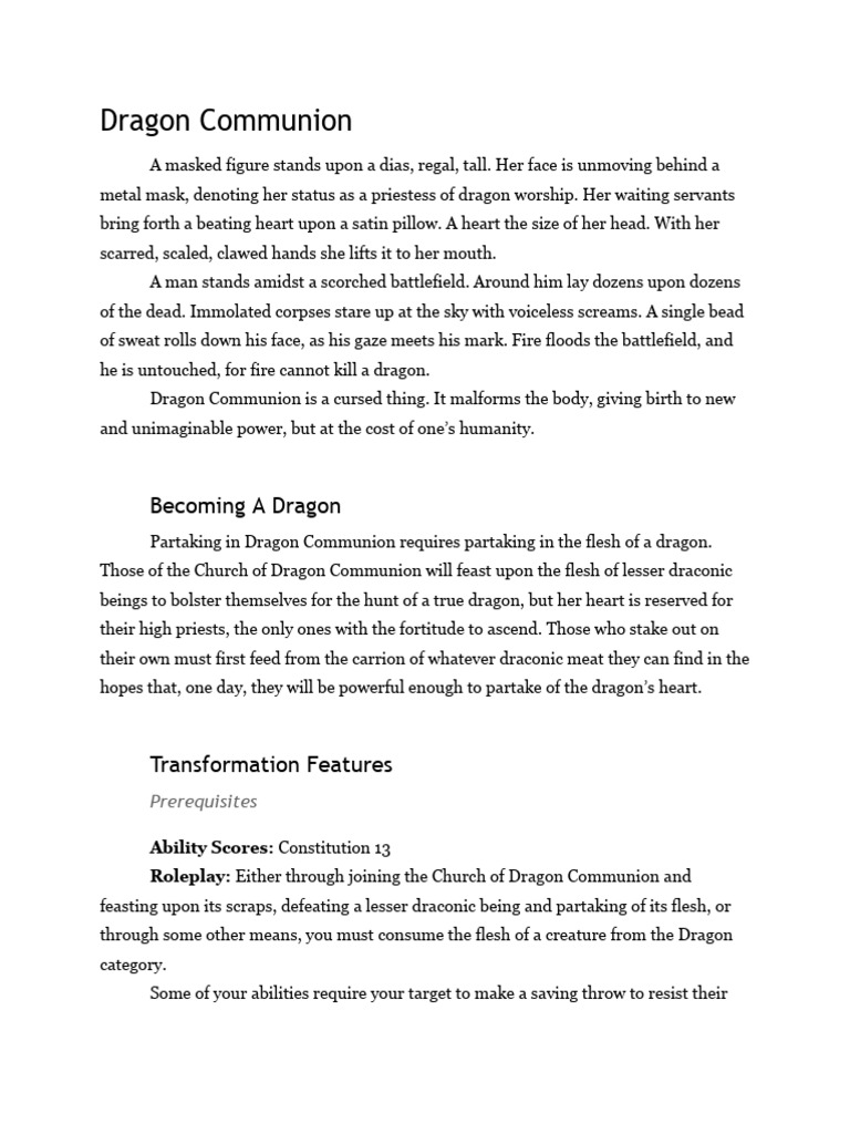 Dragon Communion Transformations Guide | PDF | Dragon | Dungeons & Dragons