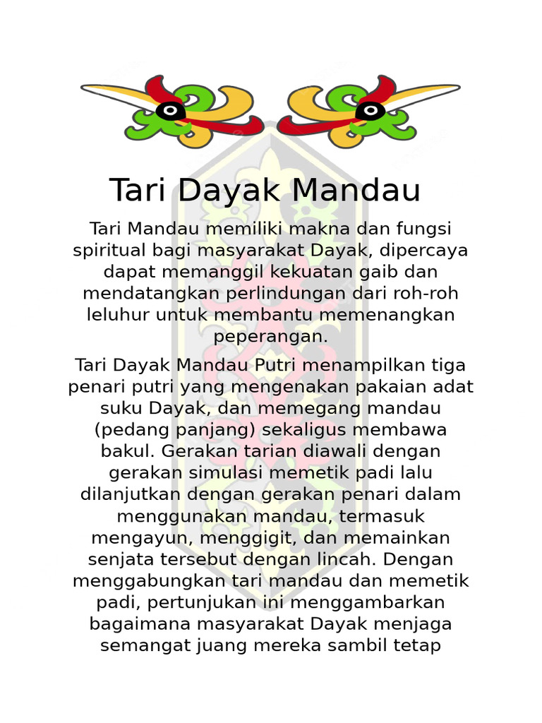 Pola Lantai Tari Mandau Dayak | PDF