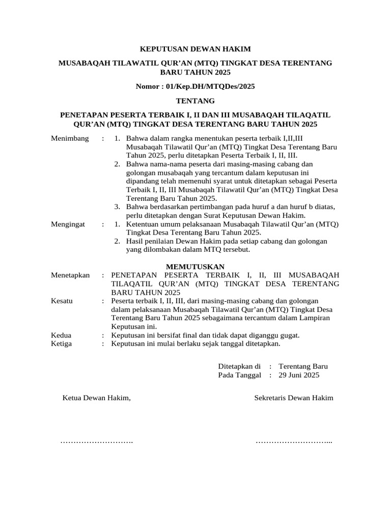 Keputusan Dewan Hakim | PDF