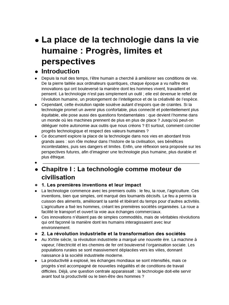 Technologie : enjeux et perspectives humaines | PDF | Intelligence ...