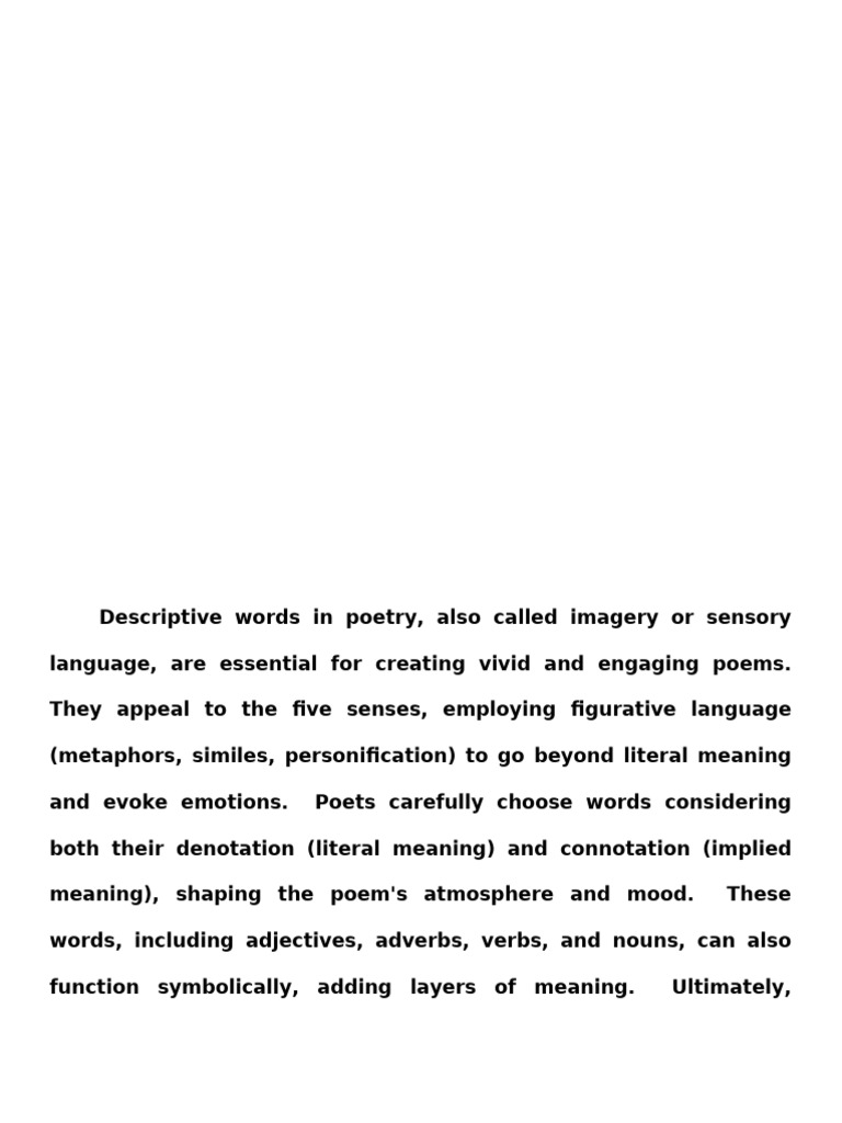 Essential Descriptive Words in Poetry | PDF