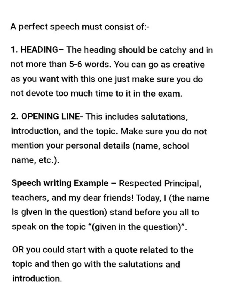 XI Speech Writing | PDF