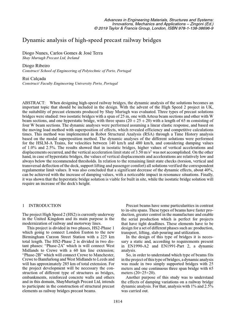 Dynamic Analysis of High-Speed Railway Bridges | PDF | Bridge | Beam ...