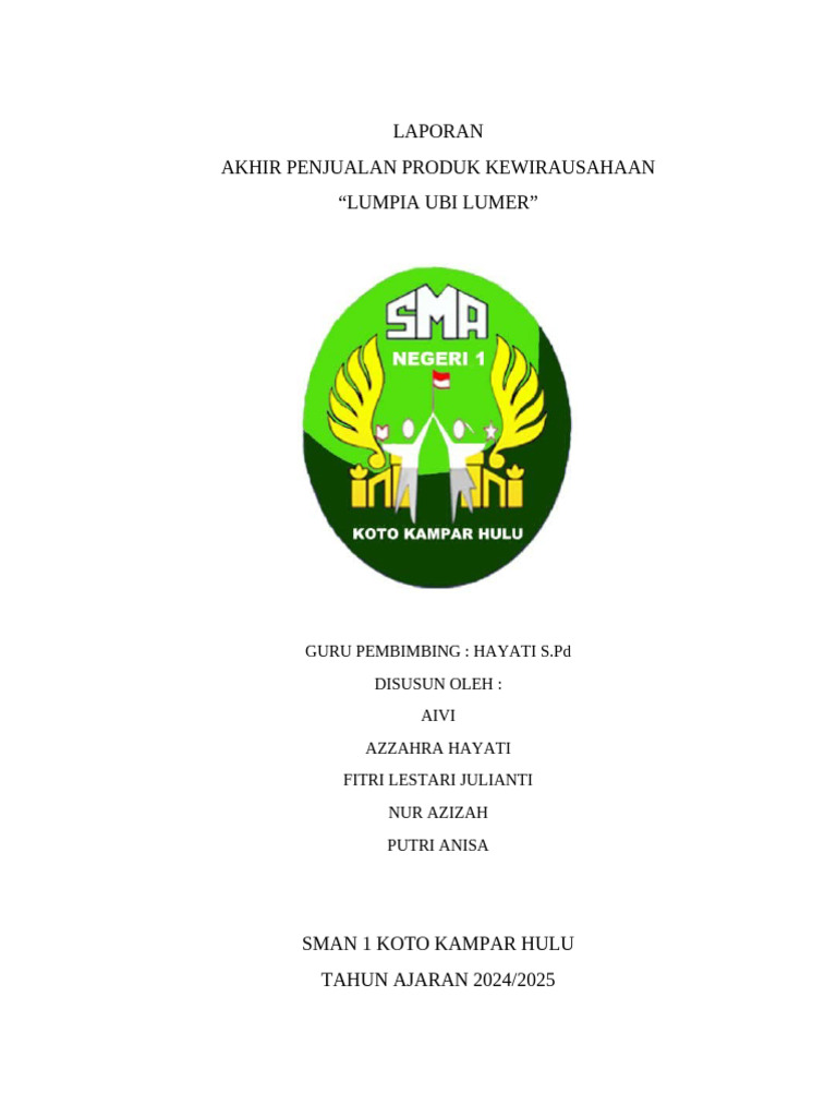 Laporan Penjualan Lumpia Ubi Lumer | PDF