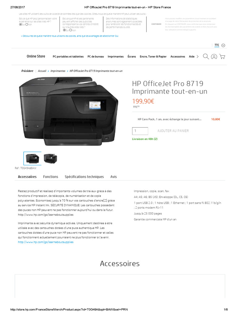 Imprimante HP OfficeJet Pro 8719 | PDF | Imprimante (Informatique ...