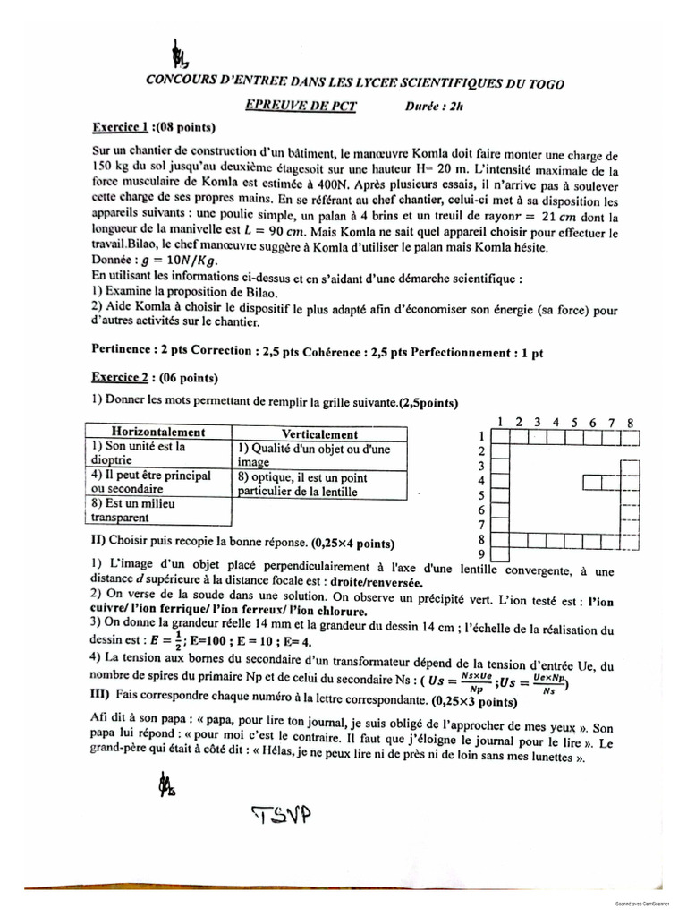 PCT Lycée Scientifique 2023 | PDF