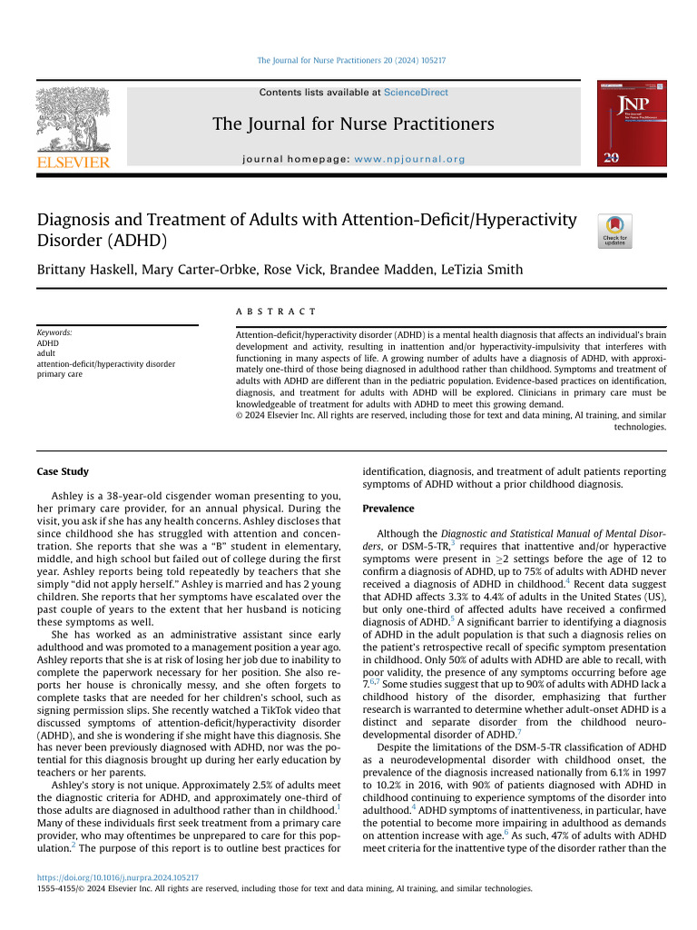 Diagnosis and Treatment of Adults With Attention - Deficit ...