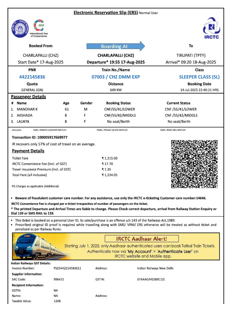 Manohar CHZ To Tpty | PDF