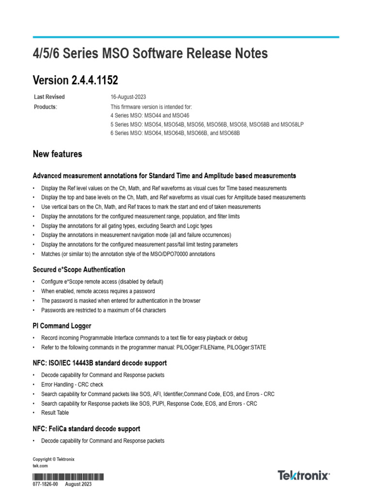 MSO Software Release Notes 2.4.4.1152 | PDF | Booting | Computer ...