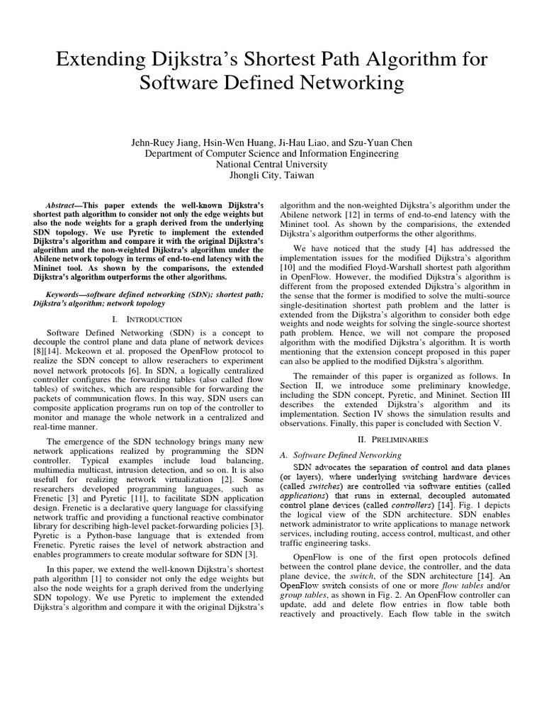 Extending Dijkstras Shortest Path Algori | PDF | Routing | Computer Network