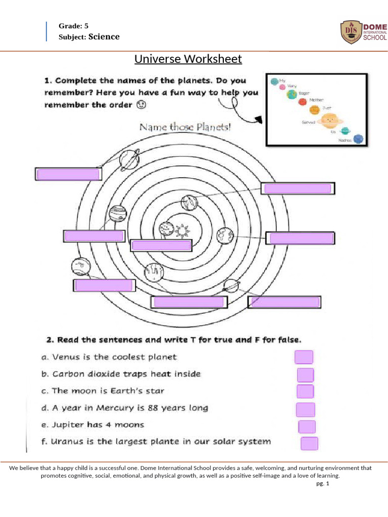 Sun Layers Worksheet | PDF