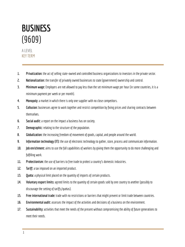 Key Business Terms and Concepts Guide | PDF | Unemployment | Gross ...