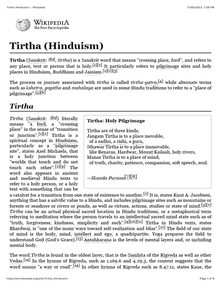Tirtha (Hinduism) 8pp @wiki2023en | PDF | Indian Philosophy | Hindu ...
