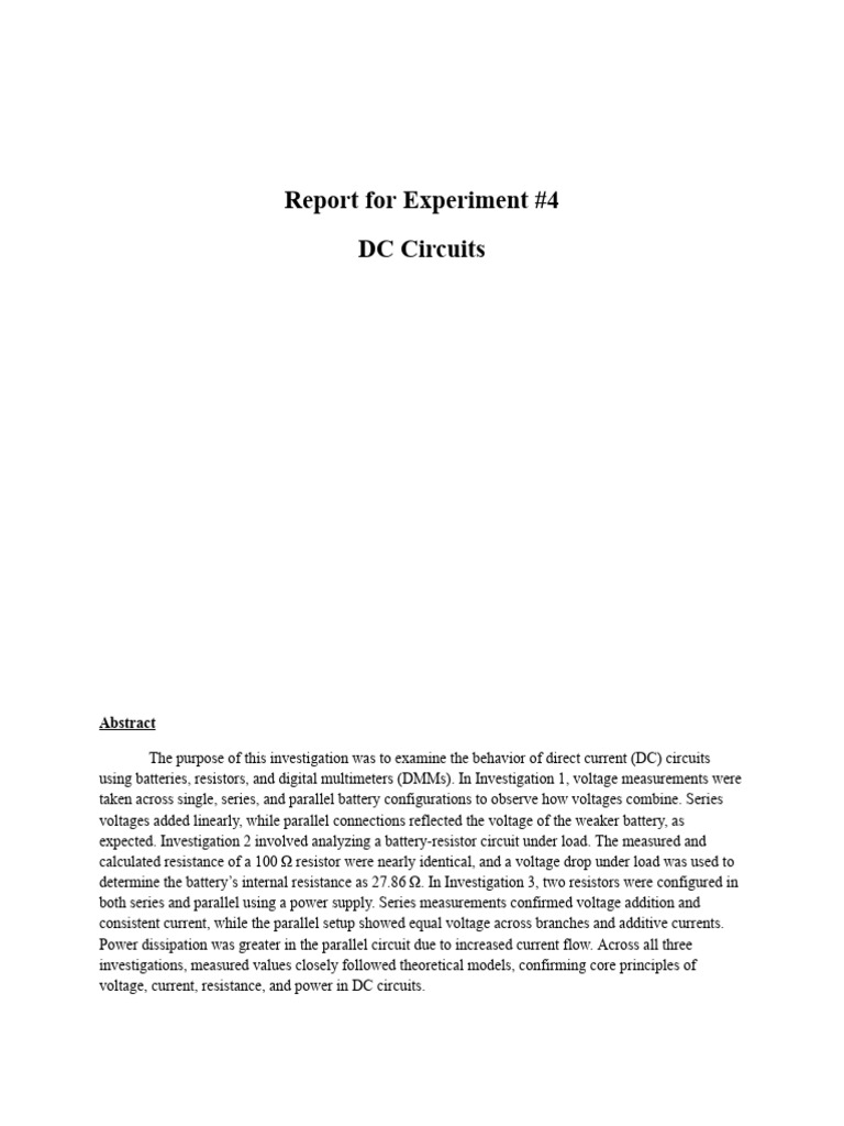 Resistance Analysis in DC Circuits | PDF | Resistor | Series And ...