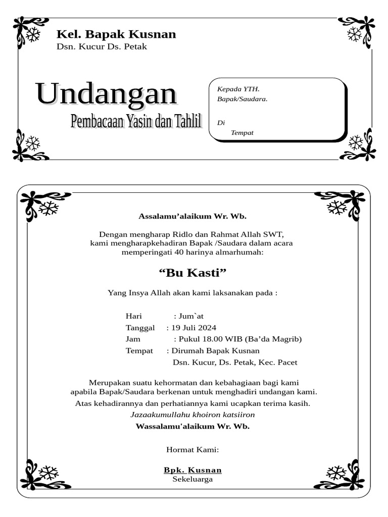 Undangan 40 Hari | PDF