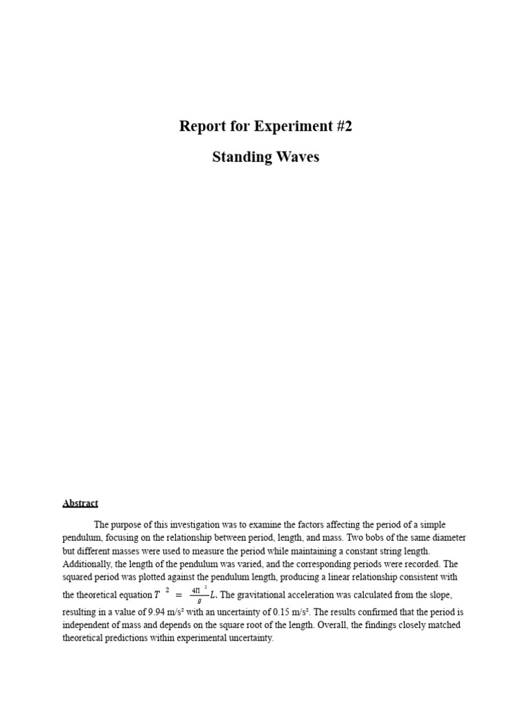 Pendulum Period Experiment Analysis | PDF | Pendulum | Mechanics