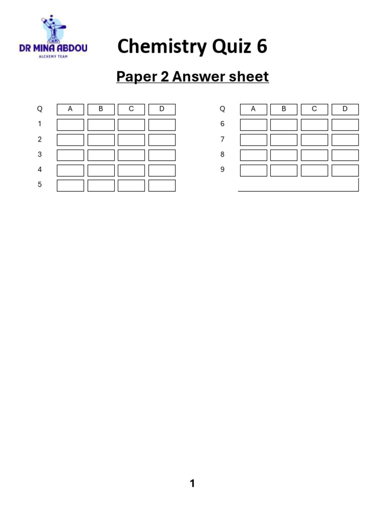 Quiz 6 Chemistry | PDF