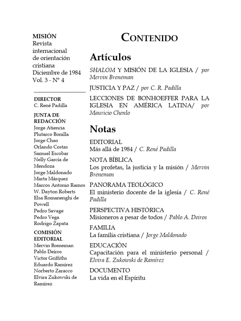 MISION 11-1984 - C. Rene Padilla | PDF | Amor | Cristo (título)