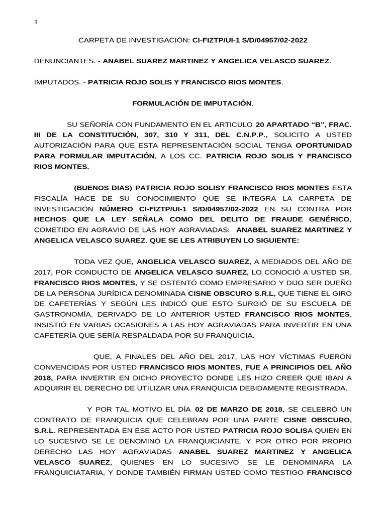 Denuncia por Fraude Genérico en Cafetería | PDF | Fraude | Franquiciamiento