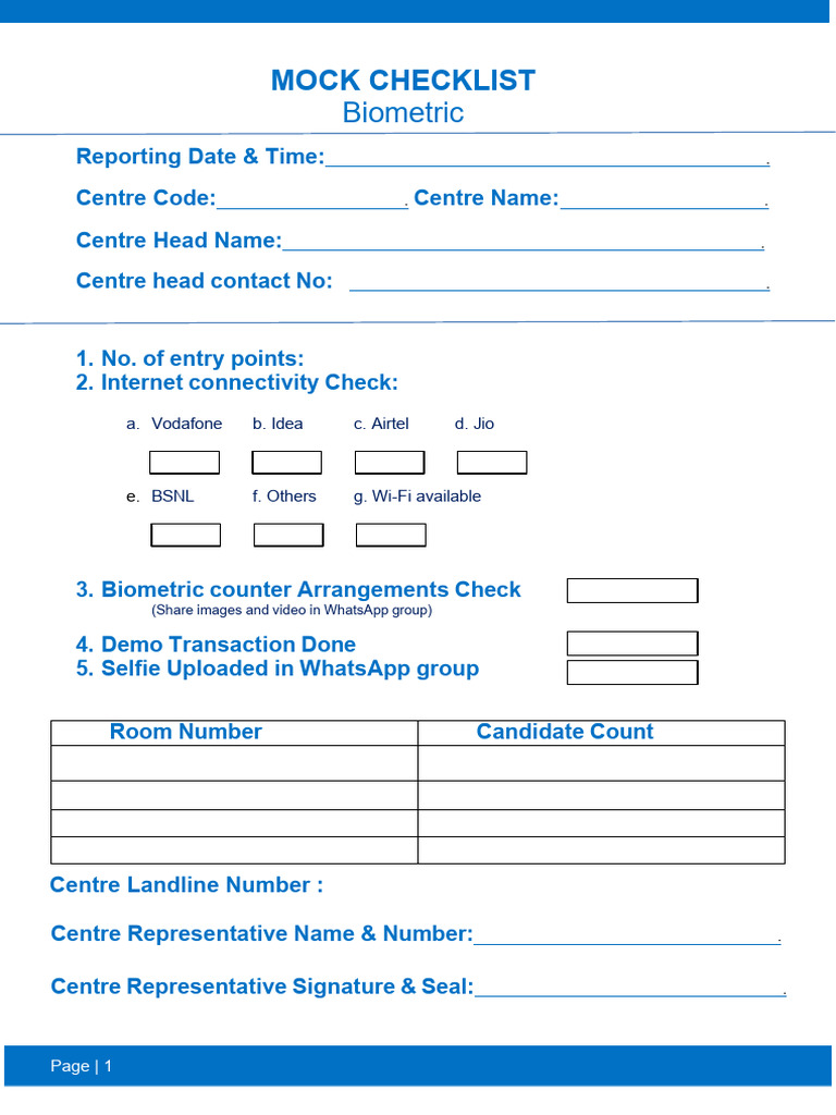 Biometric Checklist Completion Guide | PDF