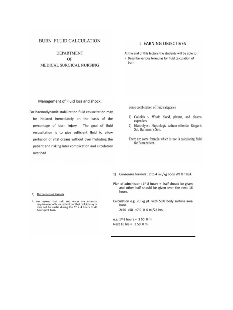 Burn and Computation of Fluid Replacement | PDF