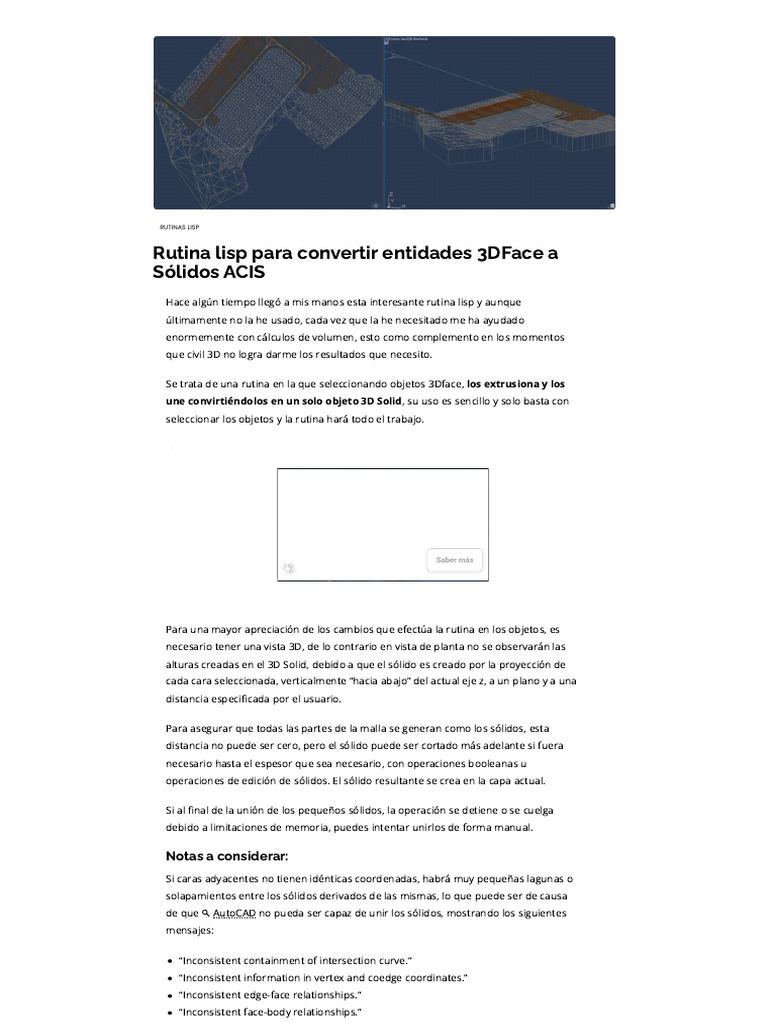 Rutina Lisp para Convertir Entidades 3DFace A Sólidos ACIS | PDF | Informática